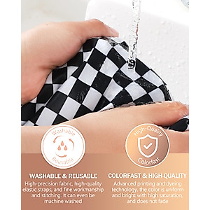 mikimini Large Shower Cap for Women Long Hair, Elegant Chessboard Design,Double-layer Waterproof, Reusable, Washable, No Odor, X-Large