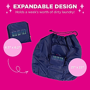 Miamica Wash, Dry, Fold, Repeat Laundry Bag, Navy/Multi, 21" x 22"