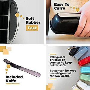 Butter Hub Butter Dish with Lid and Knife, Magnetic Butter Keeper, Easy Scoop, No Mess Lid, Plastic, Dishwasher Safe (Clear)