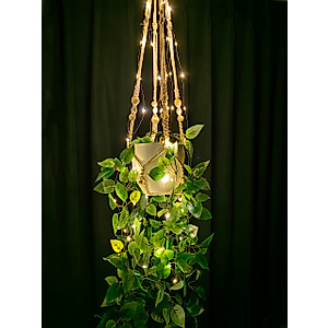 Fake Hanging Plants with Lights Artificial Plants for Home Decor Macrame Plant Hanger with Fake Vines Faux Hanging Planter for Wall Ceiling Bedroom Bathroom Kitchen Office Boho Decor Indoor