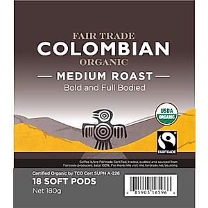 Wolfgang Puck Coffee, Colombian Organic Fair Trade, 9.5 Gram Soft Pod, 18 Count (Pack of 6)