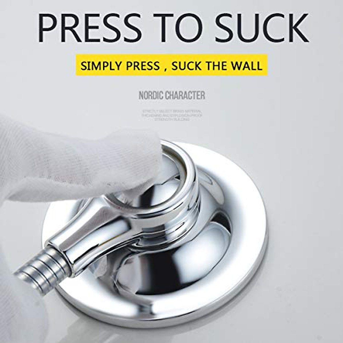 Bafeel Shower Head Holder Suction Cup Handheld Bracket Adjustable Height Shower Holder, Multi-Directional Removable Wall Mounted Suction Bracket