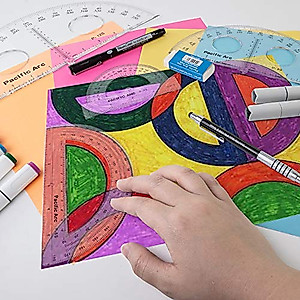 Pacific Arc's 8 Inch 360 Degree Plastic Circular Protractor Clear