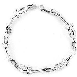 KemetArt Egyptian Jewelry Silver Ankh Bracelet