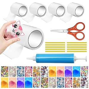 5+35 Pieces Nano Tape Bubbles Kit, Anglecai 5 Pack Double Sided Tape Plastic Super Elastic Bubbles Nano Tape DIY Craft Kit for Party Favors