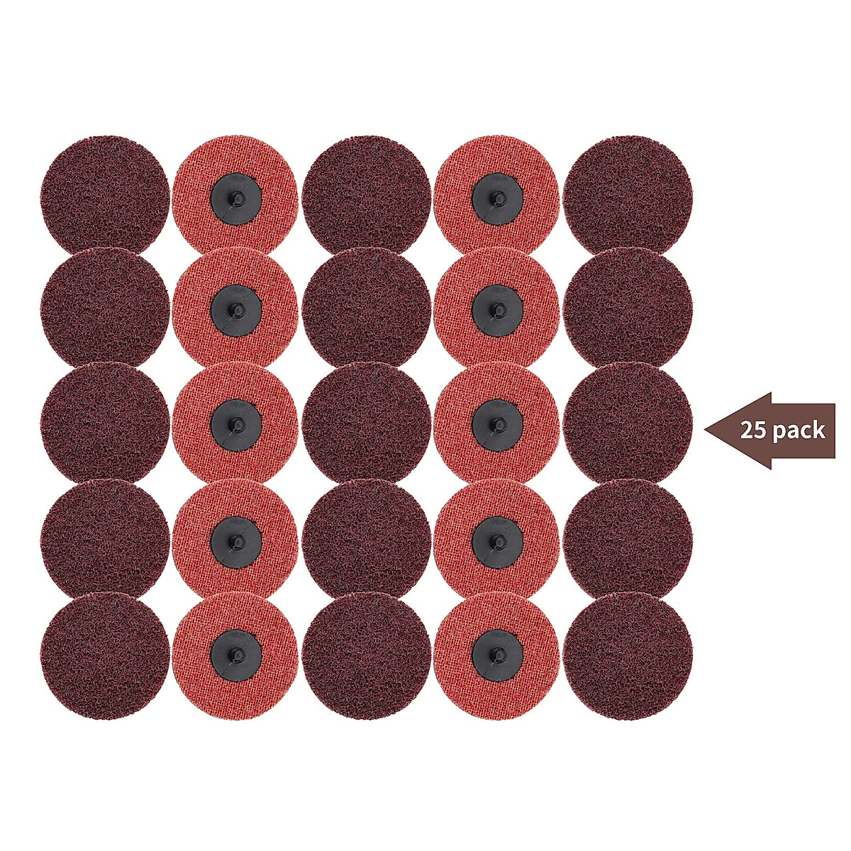 COSPOF 3 Inch Surface Conditioning Discs, 25 Pcs Medium Sanding Discs, Type-R Quick Change and Heat Dissipation (Red-Medium).