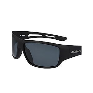 Columbia Men's Utilizer Wrap Polarized Sunglasses, Matte Black/Smoke Polarized, 62 mm