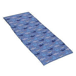 ECR4Kids Everyday Folding Rest Mat, 4-Section, 1in, Classroom Furniture, Blue/Grey & Everything Kids Shark, Fish, Ocean Blue & Grey Preschool Nap Pad Sheet, Blue, Grey, Navy,