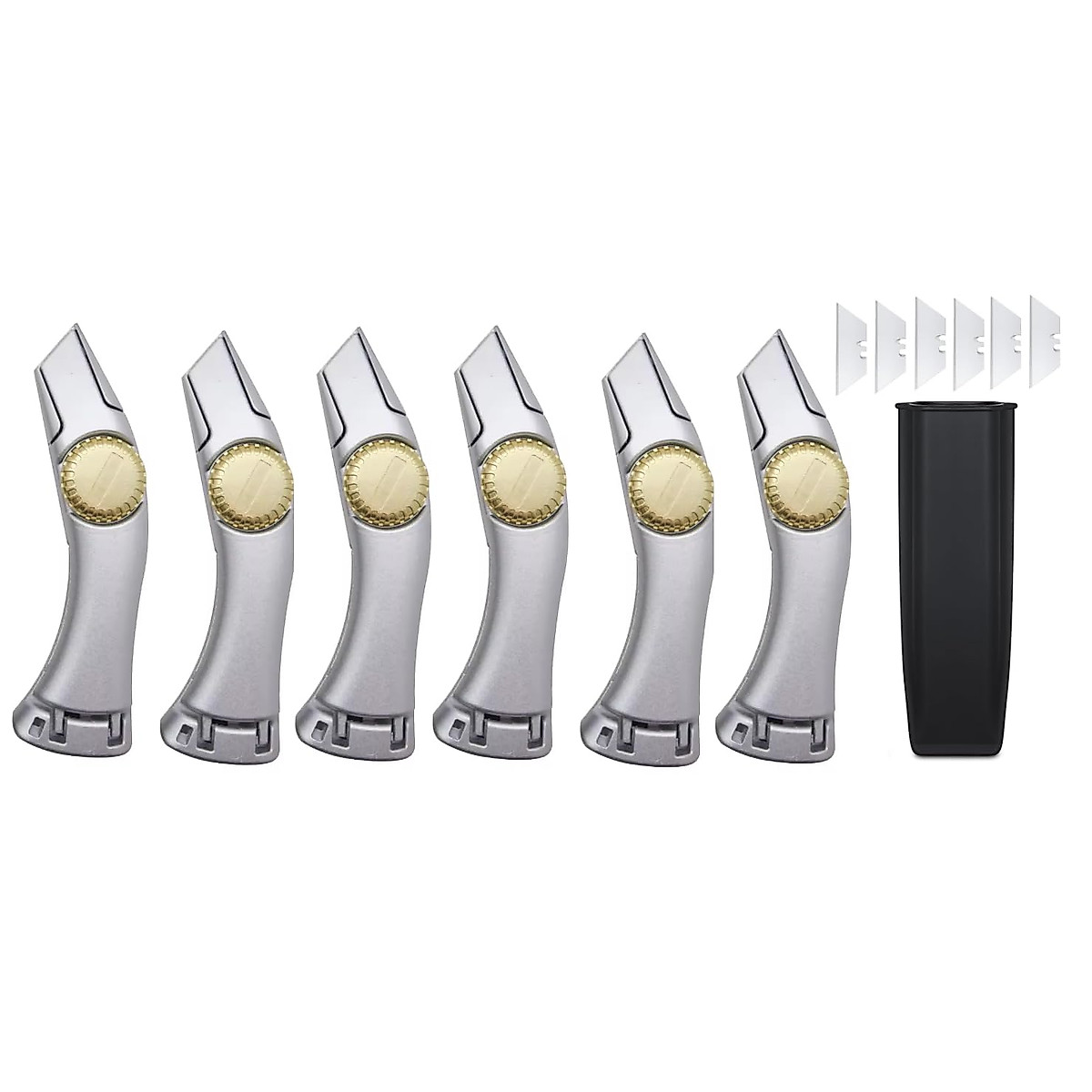 ZY603 6-Pack Heavy Duty Fixed Blade Roofing Knife Utility Knife Roofing Tools Carpet Knife with Holster