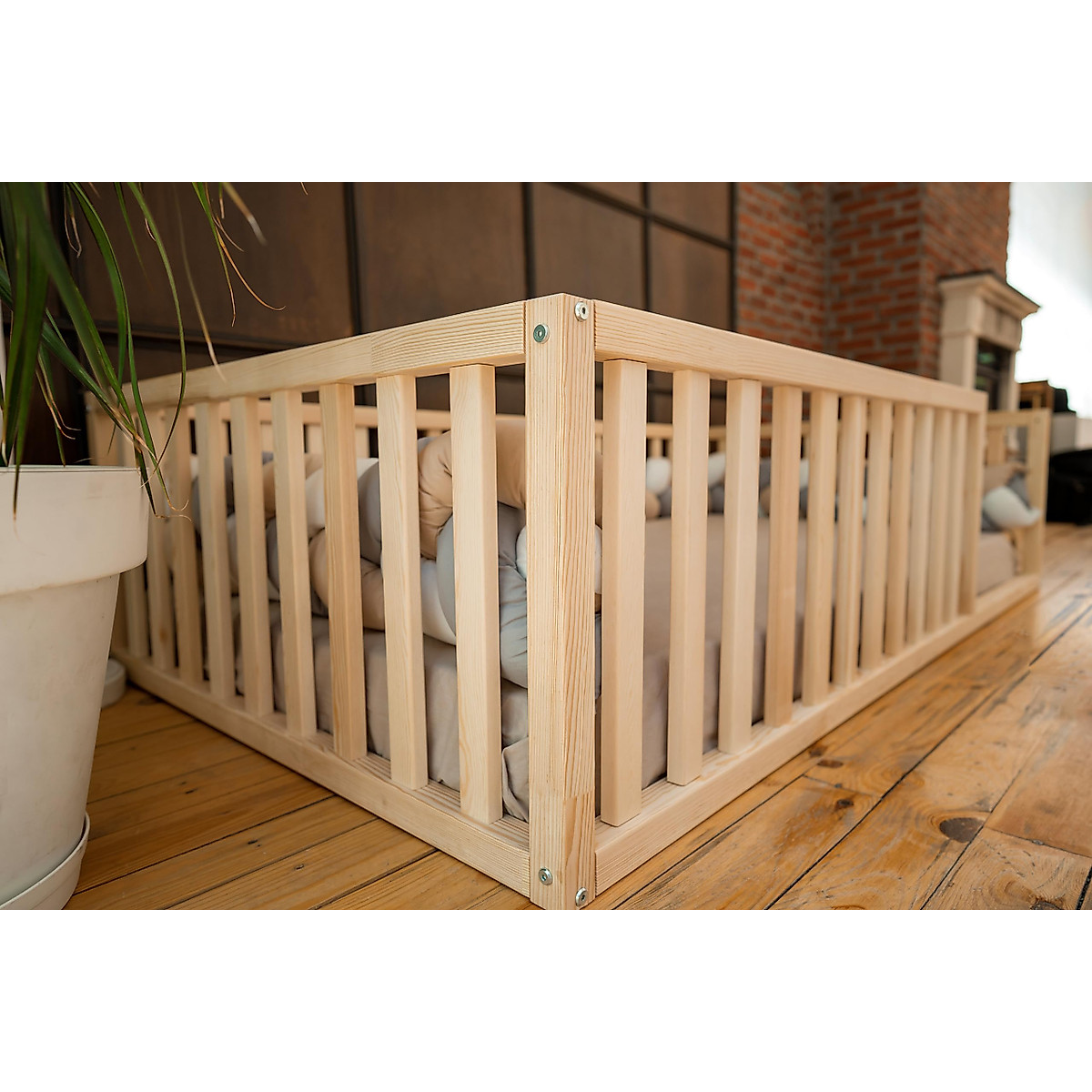 Montessori Floor Bed Twin Size 39x75" / Height 18.9'' | Pine Tree Toddler Bed Frame, Wood Bed Frame | Gift For Kids Room Decor (Twin)