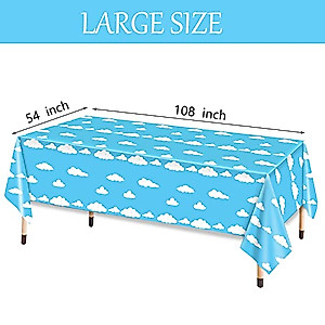 3 Pack Blue Sky White Clouds Party Tablecloth Cartoon Story Birthday Party Supplies 54 x 108 Inch for Boy Girl Kids Baby Shower Birthday Party Supplies