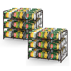 Can Rack Organizer, 2 Pack Stackable Can Storage Dispenser Kitchen Cabinet 3 Tier helf Holds up to 72 Cans for Kitchen Cabinet or Pantry - Dark Brown