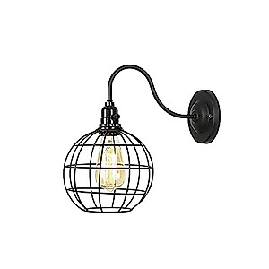 ACLBLK American Style Retro Wall Lamp Iron Art Lamp Home Decoration Wall Lamp Black E27 Balcony Garden Patio Villa Outdoor Light Lighting Fixtures Creative External Waterproof Wall Sconce