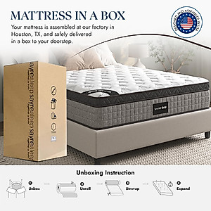 SAYRE SLEEP 12” Diamond Innerspring Hybrid and Cooling Gel Memory Foam Mattress, Pressure Relief, and Motion Isolation, CertiPUR-US and Oeko TEX Certified, Assembled in USA - Twin Mattress