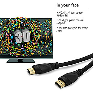 50 Ft HDMI Cable, GearIT Pro Series HDMI Cable 50 Feet High Speed Ethernet 4K Resolution 3D Video and ARC Audio Return Channel HDMI Cable, Black