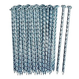 50Pcs Metal Turf Nails Landscape Stakes, Spiral Galvanized Landscape Spikes, Garden Nails, Anchoring Spikes, Outdoor, Heavy-Duty, Rust Resistant Security, 7-Inch Long, Silver (DP-1)