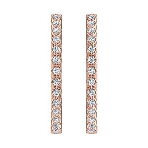 10K Rose Gold Bezel Set Diamond Hoop Earrings (I2-I3 Clarity, 1/4 Carat)