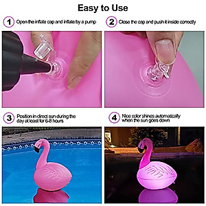 Rukars Flamingo Floating Pool Lights, Waterproof Inflatable Solar Pool Lights for Swimming Pool, Outdoor LED Glow Lights for Beach, Garden Backyard, Patio Lawn, Hot tub, Christmas Décor (1pcs)