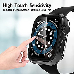 Arae Watch Case 2 Packs Compatible for Apple Watch Series 6 5 4 SE 40mm for Women Men with Tempered Glass Screen Protector - Clear/Transparent