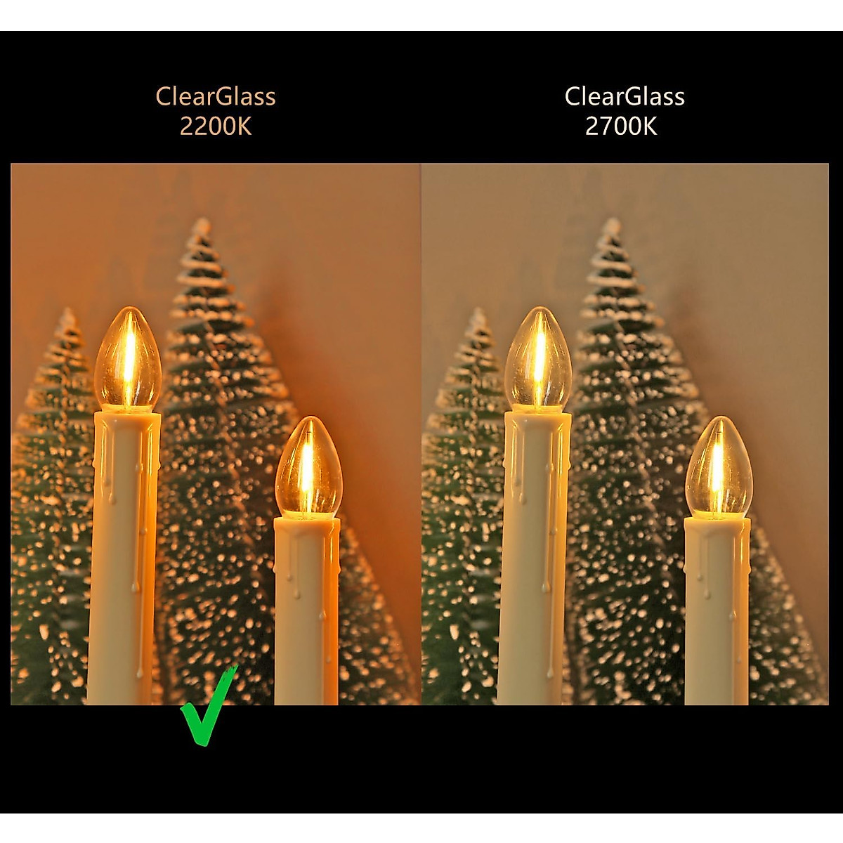 KGC C7 Christmas Replacement LED Light Bulbs - 0.6W Equivalent to 7W, Warm White 2200K, Waterproof Clear Plastic Night Light Bulbs, C7 E12 Candelabra Base for Christmas String Light (25 Pack)