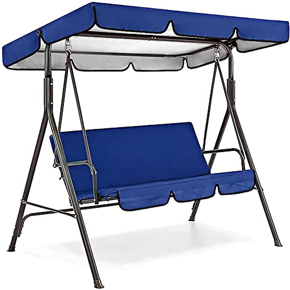 Patio Swing Canopy Waterproof Top Cover Set, Courtland Swing Replacement Awning Canopy Covers for Swing Chair Glider All Weather Protection Outdoor Garden Furniture(Dark Green, Three-seater76.77in)