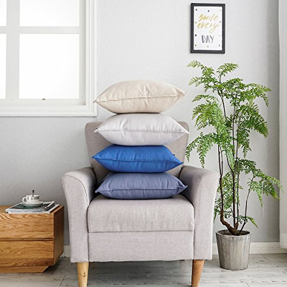 Jeanerlor 12"x20" Cotton Linen Decorative Lumber Throw Pillow Case Cushion Cover Set with Twin Needles Stitch on Edge for Father's Day,(30 x 50cm), 2 Pcs, Light Linen