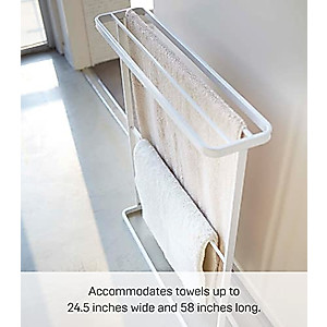 Yamazaki Home Bath Towel Hanger - Bathroom Organizer Storage Holder Dry Rack, Steel, Water Resistant