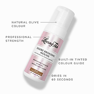 Loving Tan Deluxe Bronzing Mousse, Dark - Streak Free, Natural looking, Professional Strength Sunless Tanner - Up to 5 Self Tan Applications per Bottle, Cruelty Free, Naturally Derived DHA - 4 FL Oz