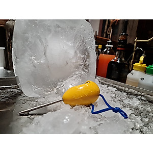 IKIPIK Ice Pick Stainless Steel Spike with Protective BPA-Free Cover. Spike Plastic Grip & Bottle Opener. (Canary)