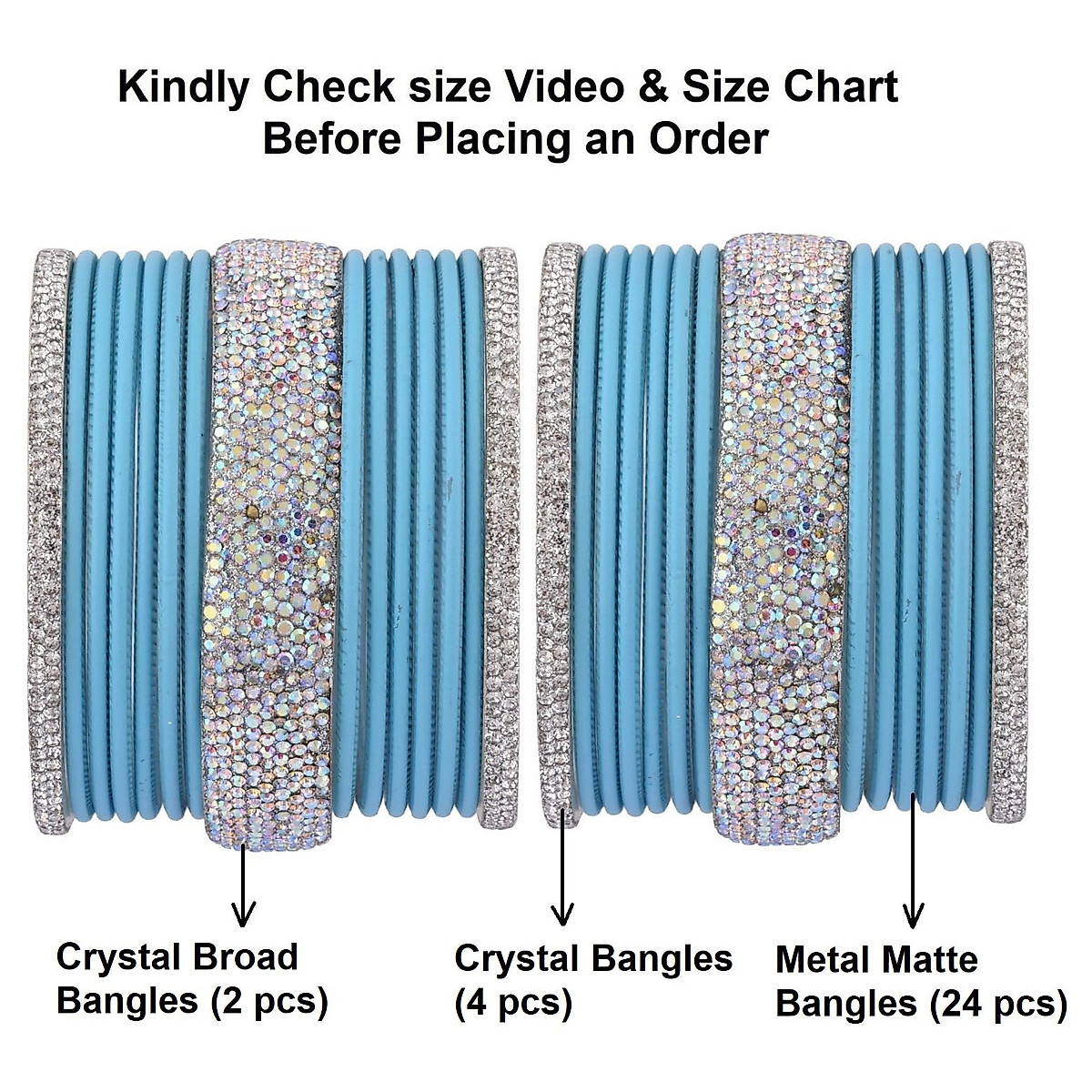 Efulgenz Indian Wedding Bridal Bangles Set Traditional Crystal CZ Rhinestone Plain Matte Finish Metal Bangles Bracelet Jewelry For Women (34 Pcs)