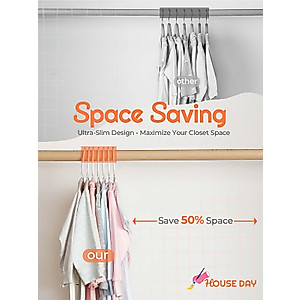 HOUSE DAY Premium Baby Hangers 60 Pack, 11 Inch Kids Plastic Hangers White, Slim Childrens Hangers for Infant, Toddler, and Child Clothes, Durable Baby Clothes Hangers for Closet