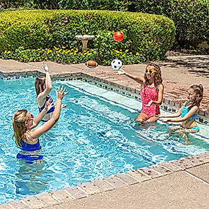 Poolmaster Waterproof Sport Game Balls (Football, Basketball, Soccer Ball) for Kids (Pack of 3), Traditional Colors, Model Number: 72731