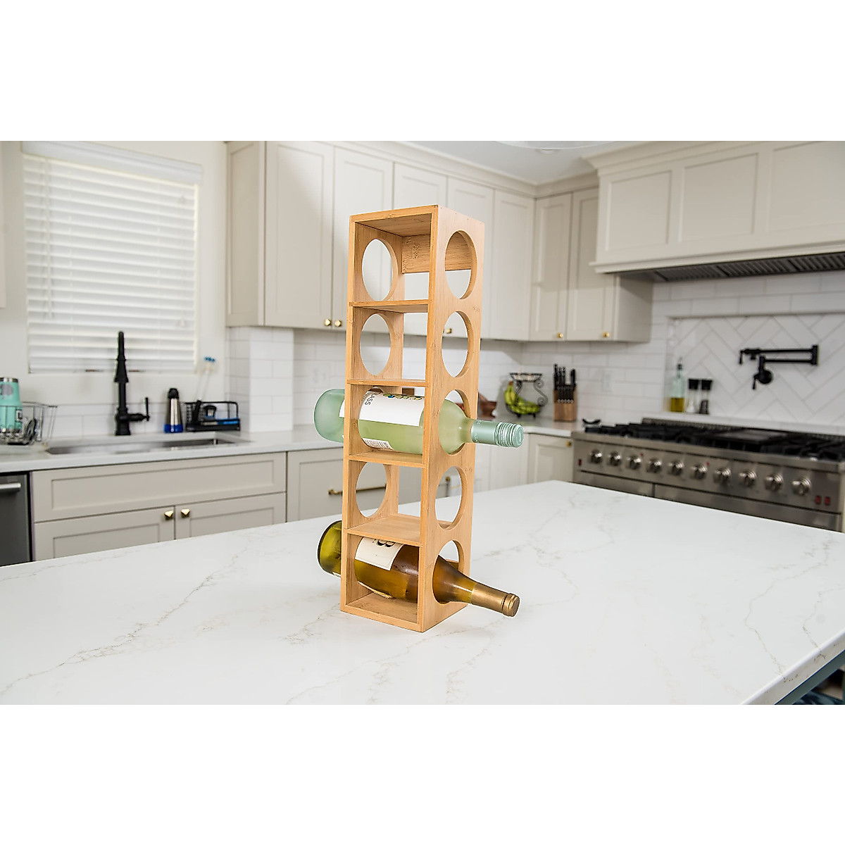 Lipper International 8305 Bamboo Wood Stackable 5-Bottle Wine Rack, 20-3/4" x 5-3/8" x 4-3/4"