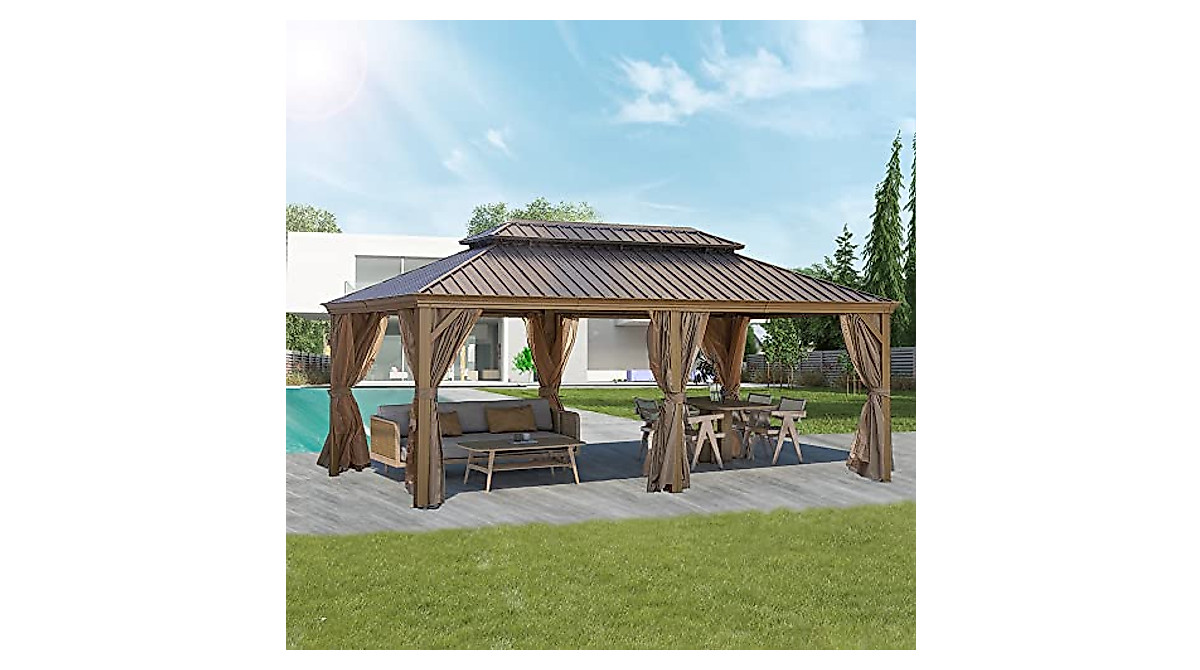 12x20FT Outdoor Permanent Hardtop Gazebo Canopy for Patio, Garden ...