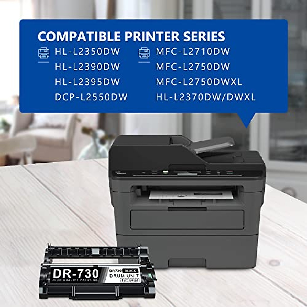 (13,000 Pages) DR-730 DR730 Black Drum Unit 1Pack Many Compatible Replacement for Brother DR730 Drum Unit DCP-L2550DW MFC-L2750DWXL HL-L2390DW HL-L2395DW HL-L2370DW/DWXL Printer (Not Include Toner)