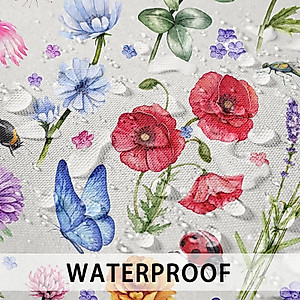 Britown Flower Summer Floral Outdoor Waterproof Throw Pillow Covers 18 x 18 Inch Set of 2, Palm Leaf Pillowcase Square Cushion Case, Farmhouse Garden Decorative Pillows for Couch Beach Patio