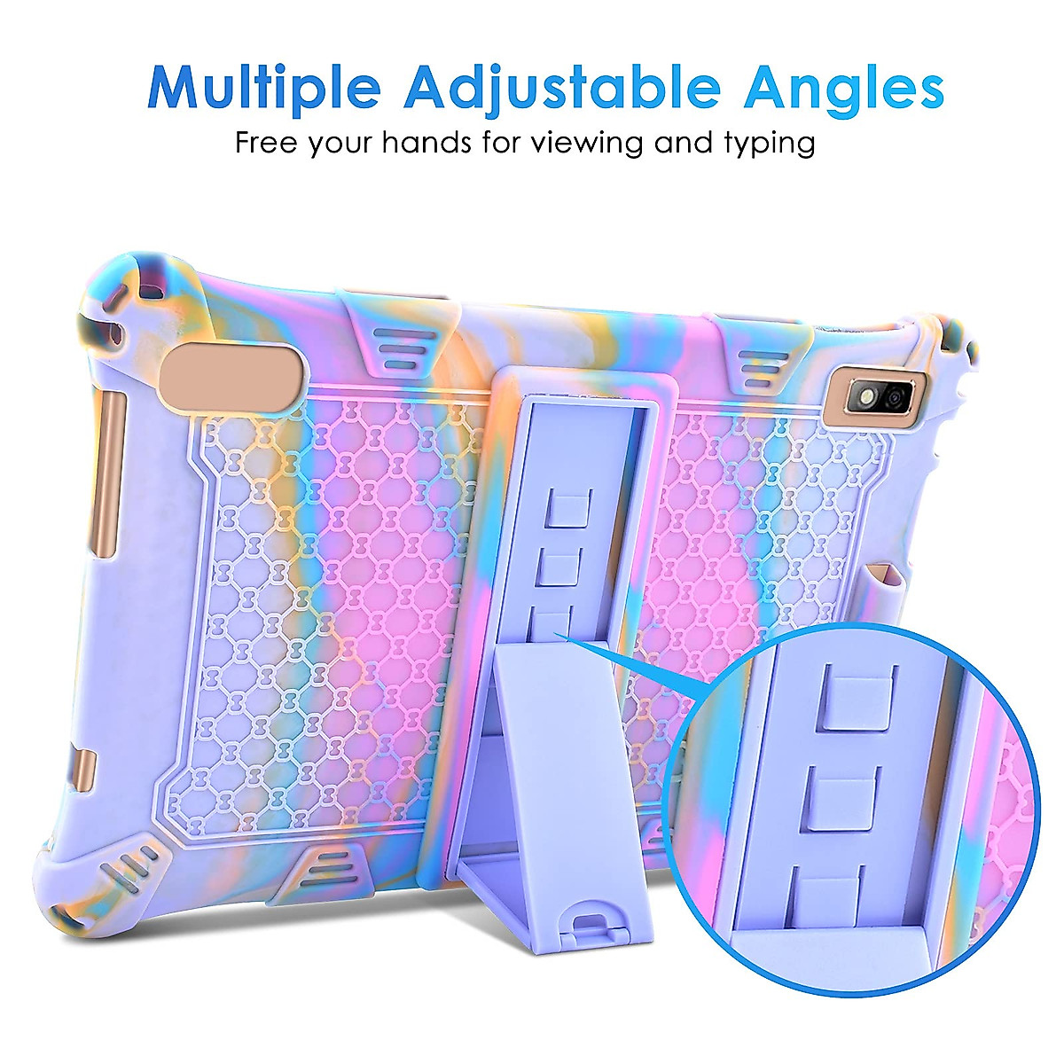 DETUOSI Case for VASTKING KingPad K10/Z10 with Stylus Pen & Shoulder Strap, 10 inch Lightweight Silicone Protective Cover for KingPad K10 Pro, BYYBUO SmartPad T10 10.1, Rose Red & Purple