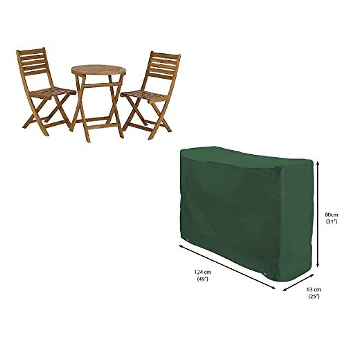 Bosmere Weatherproof Bistro Set Outdoor Cover for 2 Chairs & Round Table 49" L x 25" W x 31" H, Green