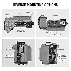 NEEWER FX3/FX30 Camera Cage with HDMI Cable Clamp, NATO Rail, 3/8" ARRI Locating Holes, 1/4" Threads Compatible with Sony FX3 FX30/Original XLR Handle, Compatible with DJI RS2 RS3 Gimbal, CA011