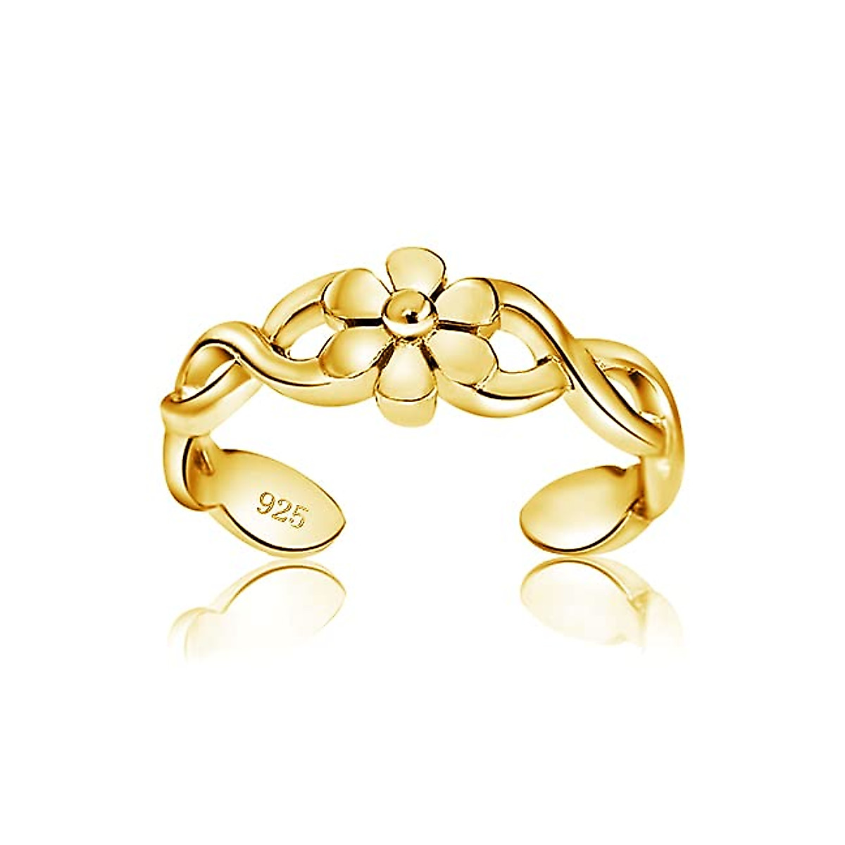 Hoops & Loops Gold Flash Sterling Silver Braided Daisy Flower Toe Ring