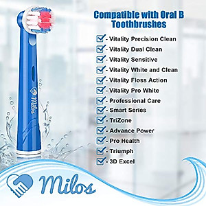 Milos Replacement Toothbrush Heads for Kids - Pack of 16 Oral B and Braun Compatible Replacements