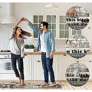 weesire Kitchen Mats for Floor Anti Fatigue Mats for Kitchen Floor Kitchen Rugs Farmhouse Style Memory Foam Kitchen Mat Cushioned PVC Leather Kitchen Rug Set, 17.3x28+17.3x47 inchs