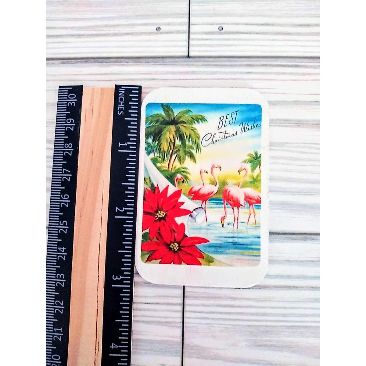 Set Of 6! Santa's Florida Christmas Miniature Wood Signs For Dollhouse Decor, Scrapbook Embellishments, Ephemera