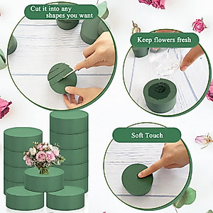 24 Pcs Round Floral Foam Blocks,Green Wet Foam Block,Dry Floral Foam,Wet Florist Styrofoam Block Flower Arrangement Supplies for Wedding Aisle Flowers,Arty Decoration,Party