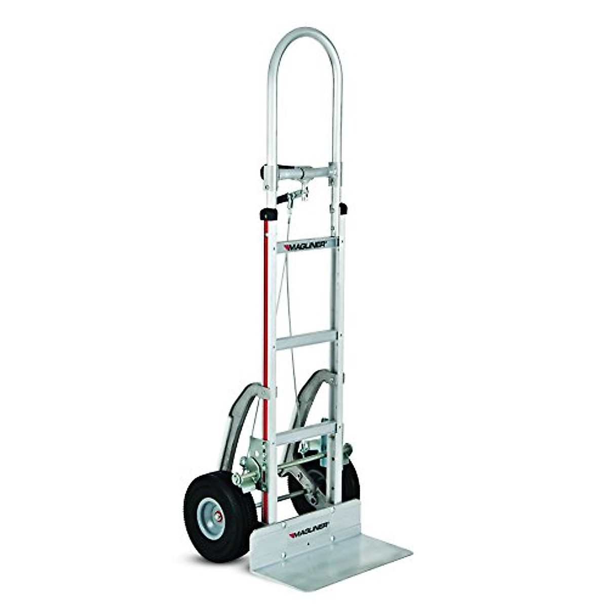Magliner NPK13CG2C5 Aluminum Paddle Brake Hand Truck, Single Pin Handle, Extruded Aluminum Nose Plate, 10" Microcellular Foam Wheels, 500 lb Capacity, 40" Length, 12" Height, 14" Width, Silver