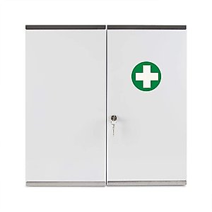 Reliance Medical 215 Locking Metal First Aid - Medicine Cabinet, Double Door, Metal, White