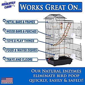 Absolutely Clean Amazing Bird Cage Cleaner and Deodorizer - Just Spray/Wipe - Safely & Easily Removes Bird Messes Quickly and Easily - Made in The US (16 Fl Oz (Pack of 2))