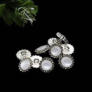 Leekayer Gemstone Buttons10 Pieces Pearl Buttons for Sweaters, Coat Buttons 11.5mm Silver Glass Diamond Buttons for Hat Bag Decoration Buttons Bulk