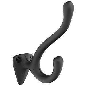 Emtek 86106 Sandcast Bronze 4-1/4 Inch Double Robe Hook, Flat Black