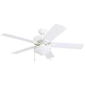 Honeywell Ceiling Fans Belmar 52 Inch Ceiling Fan With Light, Indoor/Outdoor Ceiling Fan with Pull Chain, LED Tri-Mount 5 Blade Design, ETL Damp Rated, White (50513-01)